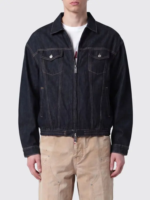 Dsquared2 Cotton Denim Jacket With Zip Closure