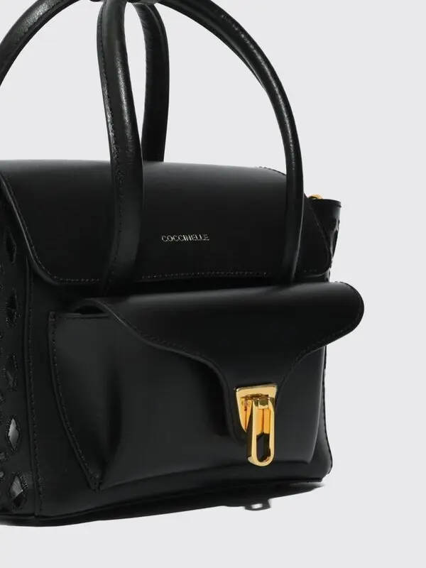 COCCINELLE Beat Double Leather Bag With Perforated Details - Black