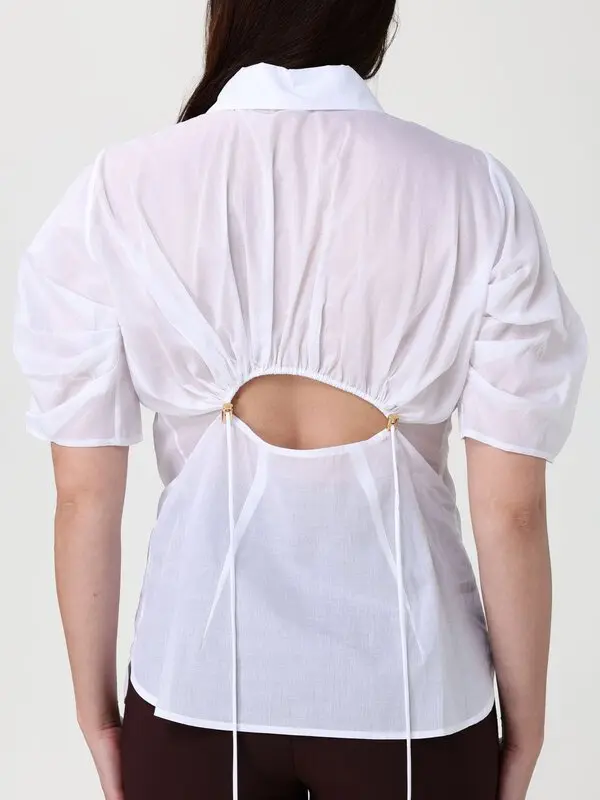 Elisabetta Franchi Cotton Shirt With Puff Sleeves - White