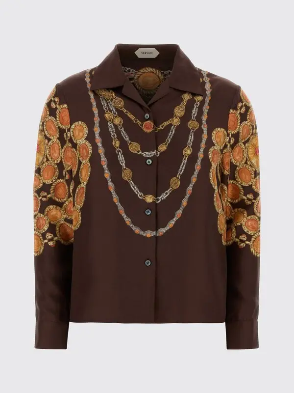 Versace Printed Silk Shirt - Brown