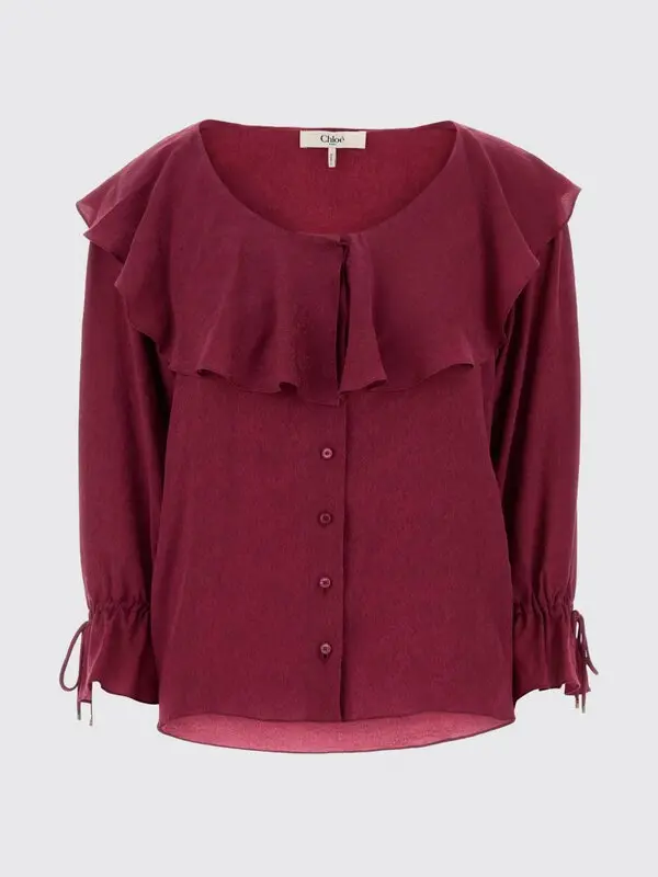Chloé Ruffled Embroidered Silk Shirt