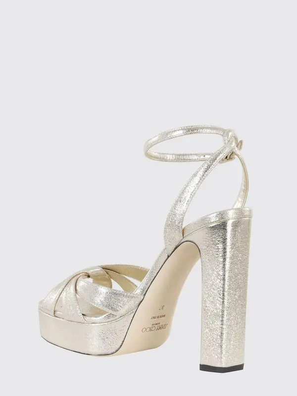 JIMMY CHOO Kove Platform Sandals In Laminated Nappa - Silver