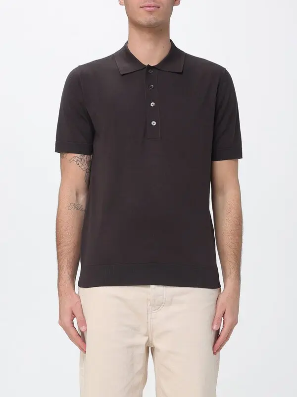 PAOLO PECORA Cotton And Silk Knit Polo Shirt - Brown