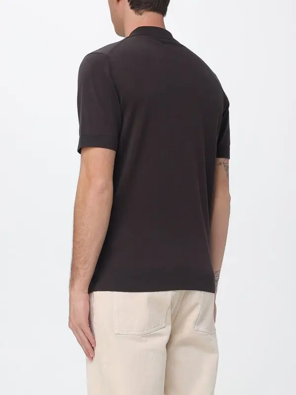 PAOLO PECORA Cotton And Silk Knit Polo Shirt - Brown
