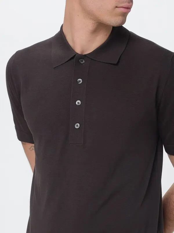 PAOLO PECORA Cotton And Silk Knit Polo Shirt - Brown