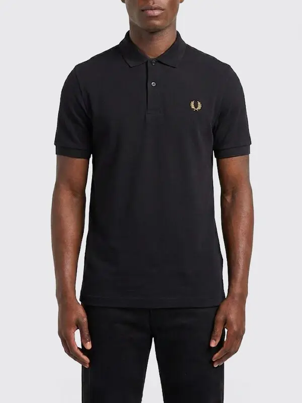 Fred Perry Cotton Polo Shirt With Logo - Black