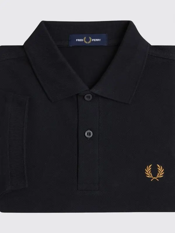 Fred Perry Cotton Polo Shirt With Logo - Black