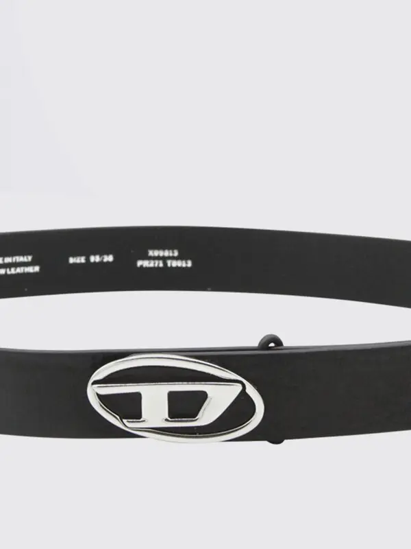 DIESEL® B-1dr-layer Leather Belt With Monogram Buckle
