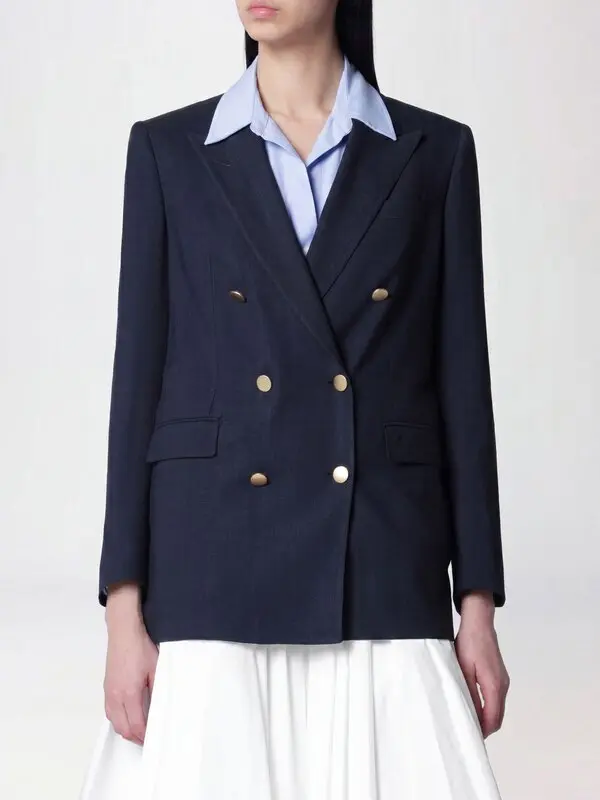 Tagliatore Double-breasted Viscose Blend Blazer With Metallic Buttons - Blue