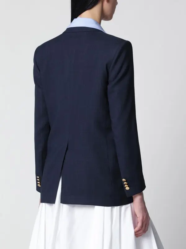Tagliatore Double-breasted Viscose Blend Blazer With Metallic Buttons - Blue