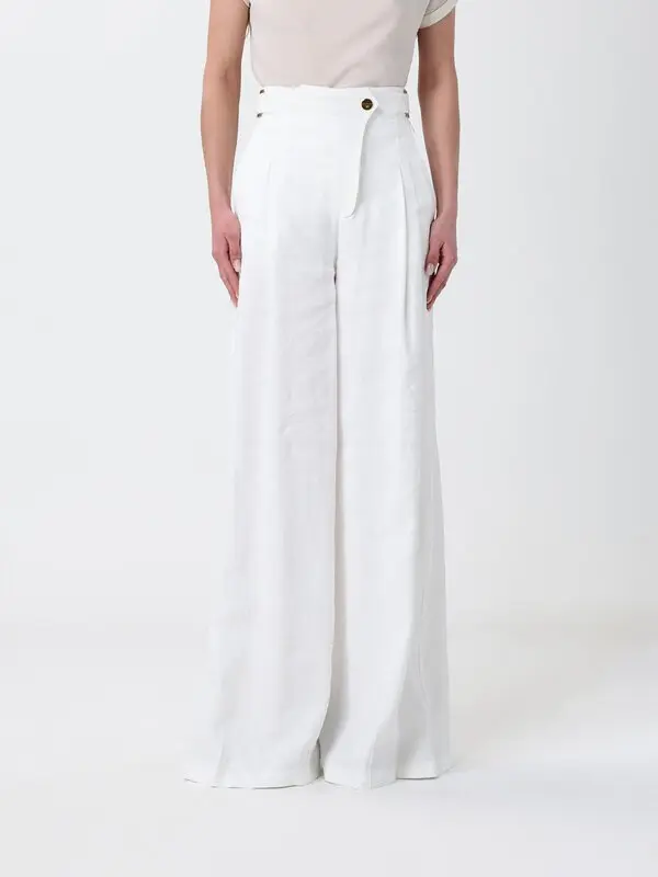 Elisabetta Franchi Palazzo Trousers In Linen Blend