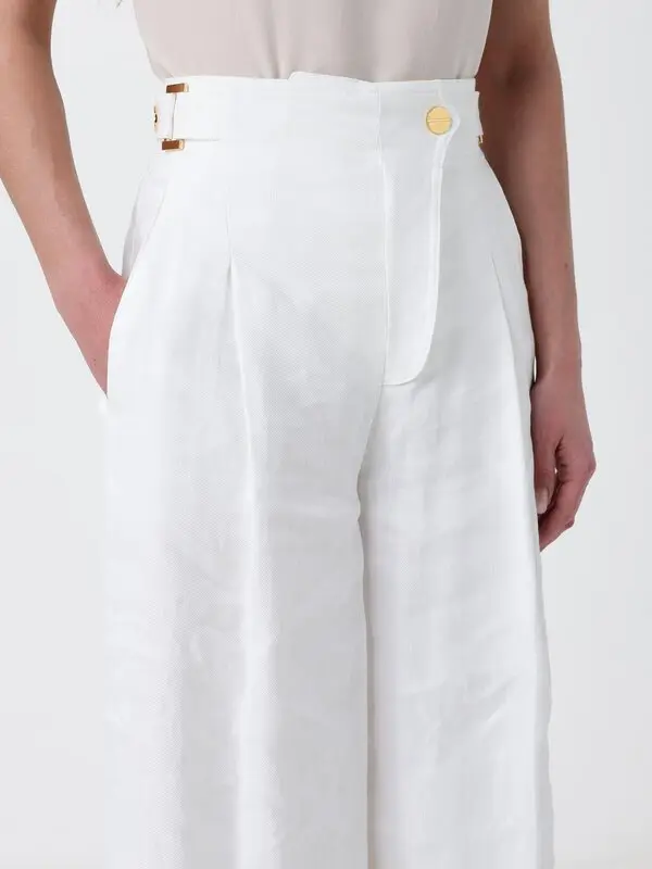 Elisabetta Franchi Palazzo Trousers In Linen Blend