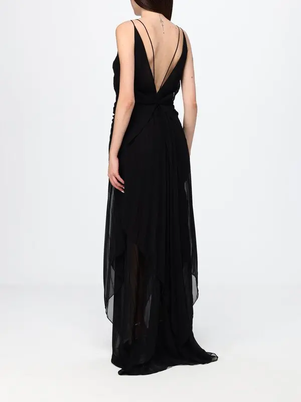GENNY Pleated Chiffon Evening Gown With Train