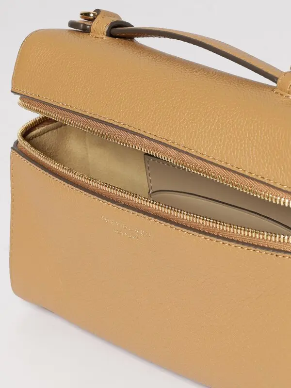 Tory Burch Romy Mini Grained Leather Handbag With Double Zip - Hazel