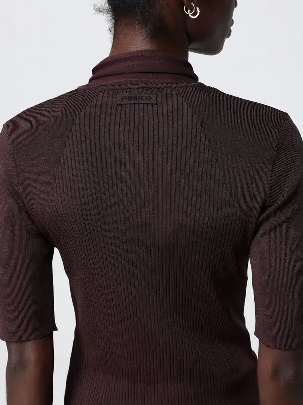 Pinko Viscose Polo Shirt - Brown
