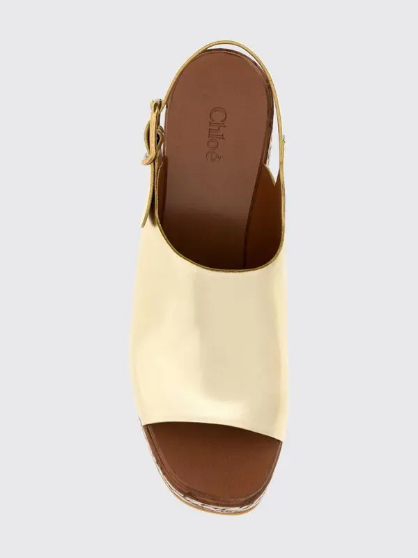 Chloé Maxime Laminated Leather Platform Wedge Sandals