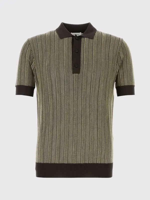 FERRAGAMO Striped Knit Polo In Wool And Viscose Blend With A Slim Fit