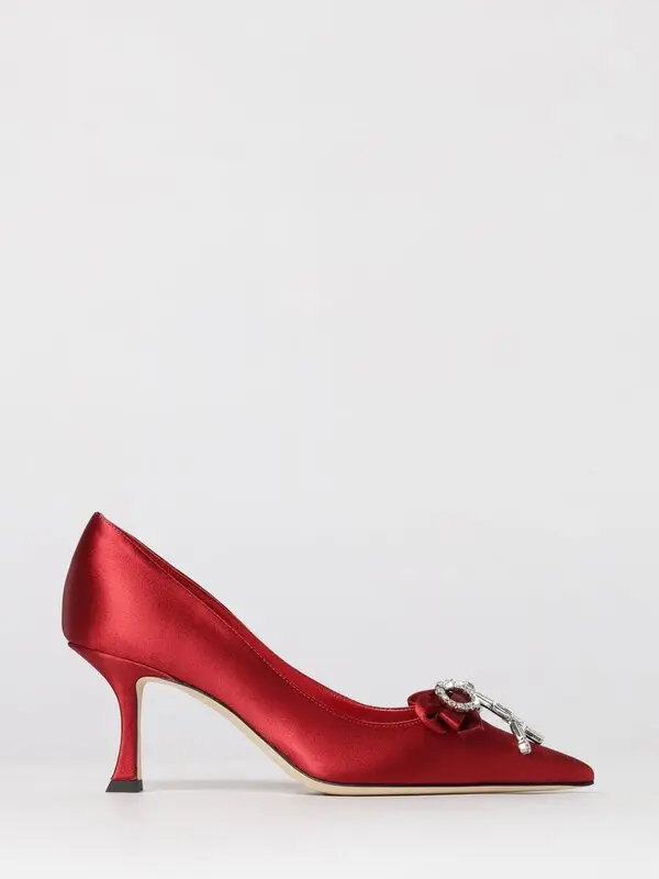 JIMMY CHOO Auria Satin Pumps With Jewel Bow - Red