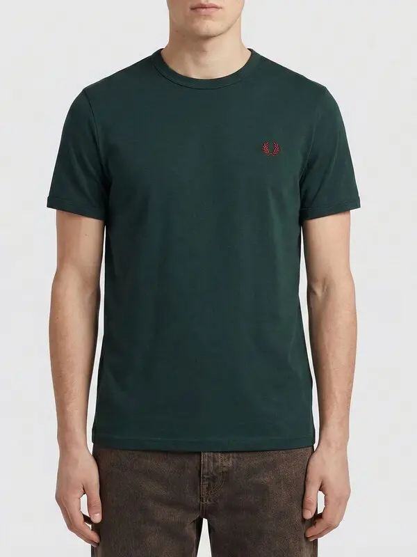 Fred Perry Cotton T-shirt With Mini Logo - Green