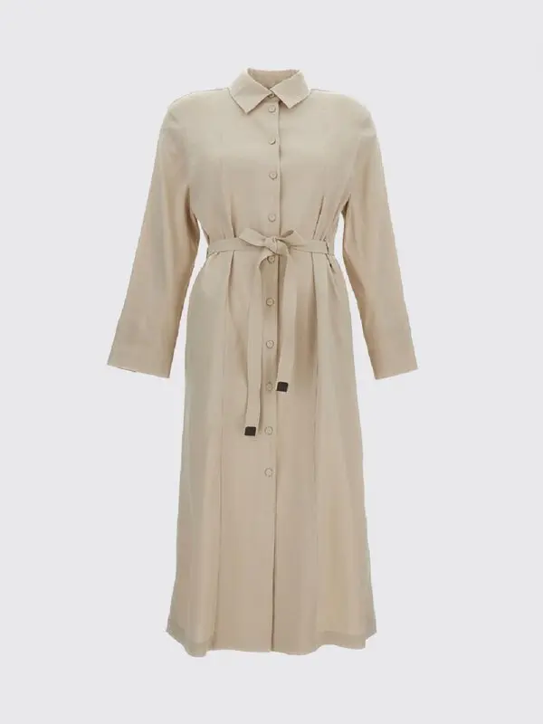 Max Mara Linen Blend Chemisier Dress - Beige