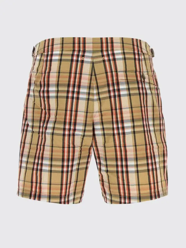 Burberry Tartan Swim Shorts With Embroidered Ekd Logo - Sand