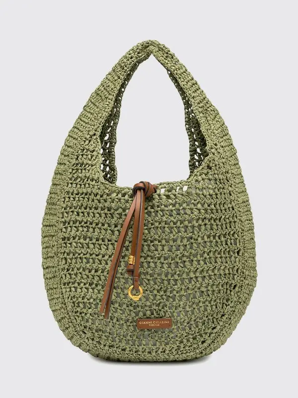 GIANNI CHIARINI Nefeli Crochet Raffia Bag - Green