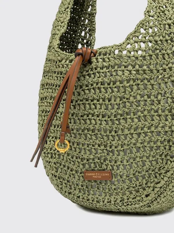 GIANNI CHIARINI Nefeli Crochet Raffia Hobo Bag