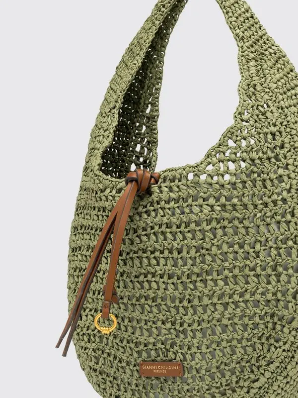GIANNI CHIARINI Nefeli Crochet Raffia Hobo Bag