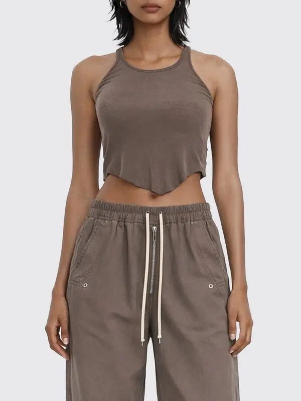 Rick Owens Cotton Cropped Top - Brown