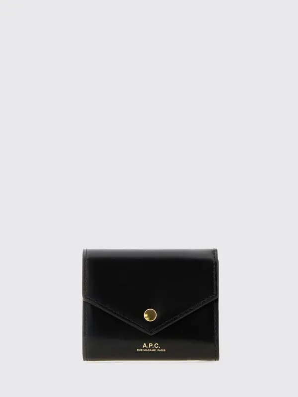 A.p.c. Mini Flap Wallet In Cowhide Leather With A Laminated Logo