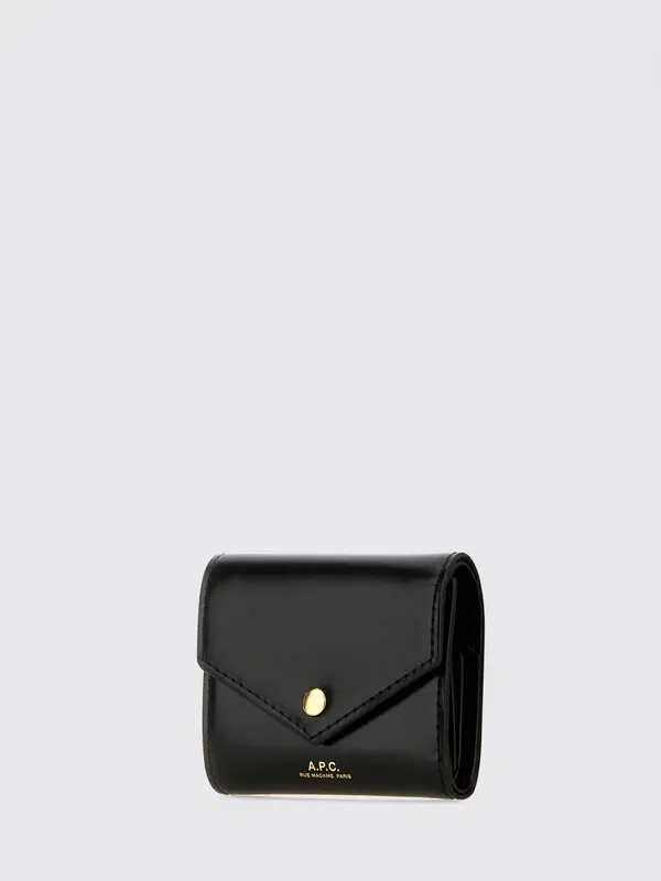 A.p.c. Mini Flap Wallet In Cowhide Leather With A Laminated Logo