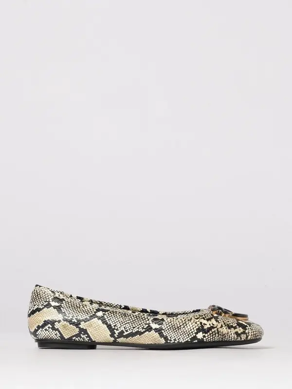 Pinko Love Birds Python Print Leather Ballerinas