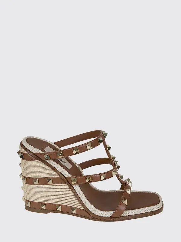 Valentino Garavani Rockstud Leather Wedge Sandals