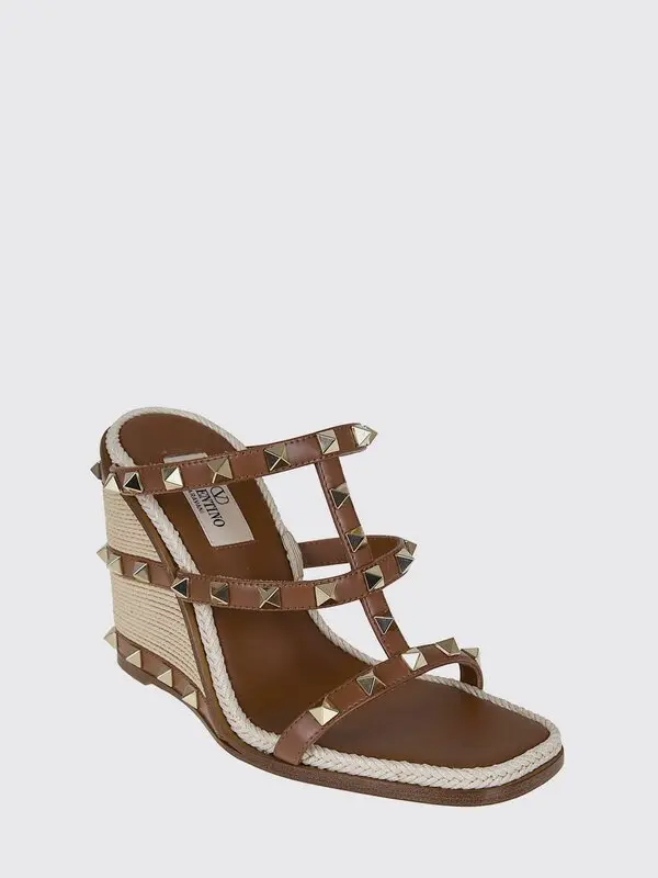 Valentino Garavani Rockstud Leather Wedge Sandals