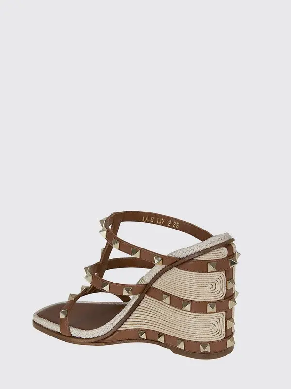 Valentino Garavani Rockstud Leather Wedge Sandals
