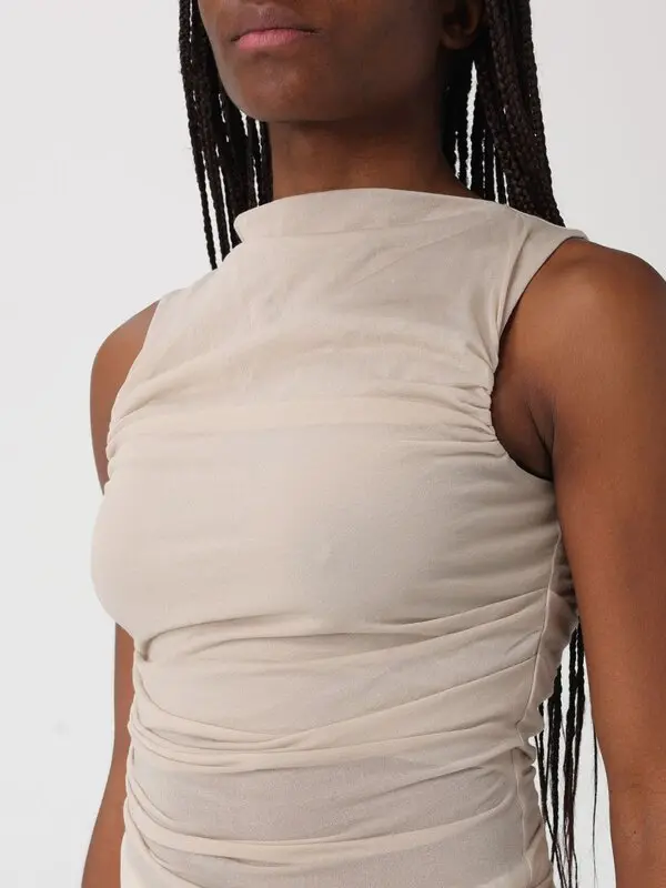 Soeur Draped Cotton Blend Top - Beige