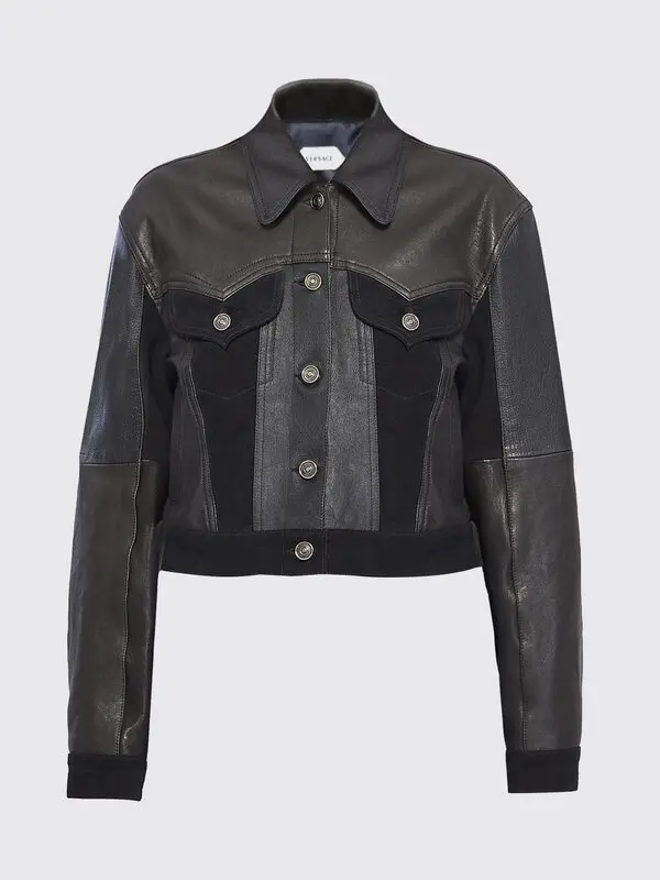 Versace Cropped Leather Jacket With Classic Collar