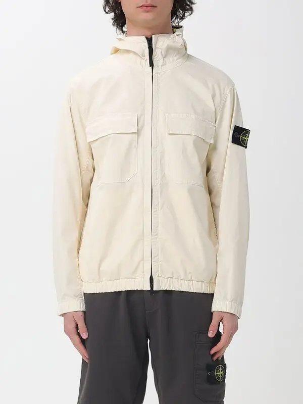 Stone Island Zip-up Hooded Jacket - Ivory