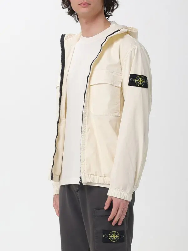 Stone Island Zip-up Hooded Jacket - Ivory
