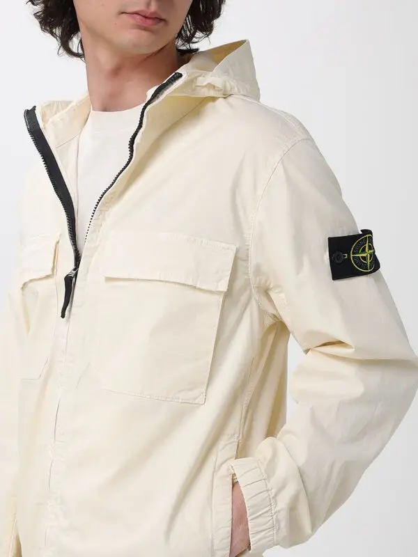 Stone Island Zip-up Hooded Jacket - Ivory