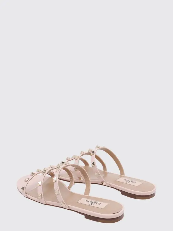 Valentino Garavani Rockstud Calfskin Slide Sandals - Pink
