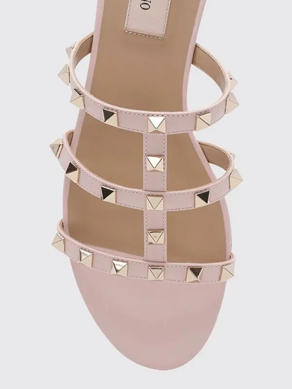 Valentino Garavani Rockstud Calfskin Slide Sandals - Pink