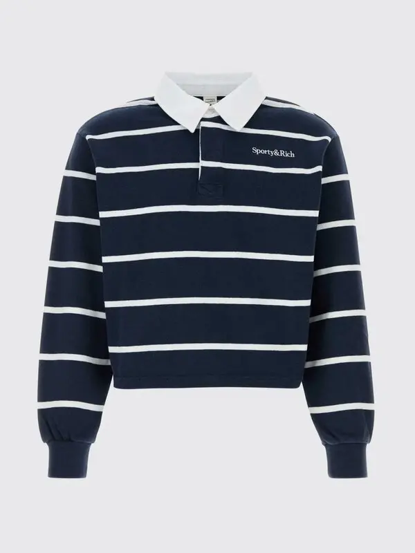 Sporty & Rich Striped Long-sleeve Cotton Polo With Logo