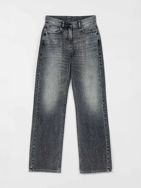 TWINSET Straight Jeans In Denim With Rhinestones