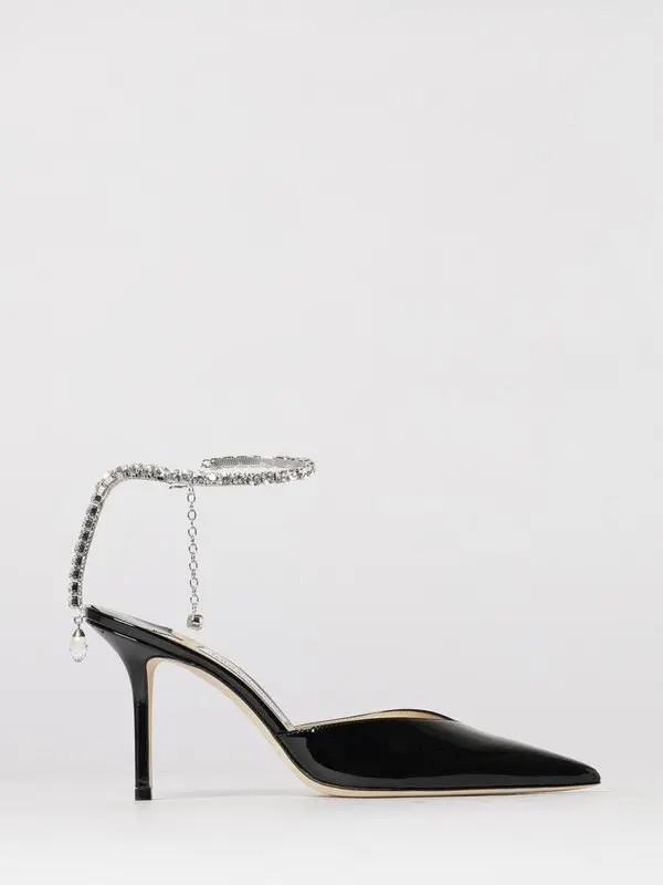 JIMMY CHOO Saeda Pumps In Patent Leather With Rhinestones - Black