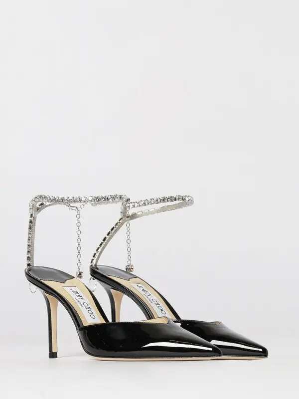 JIMMY CHOO Saeda Patent Leather Pumps With Rhinestone Embellishment