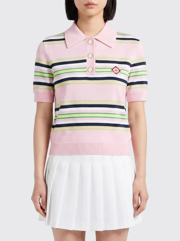 Casablanca Striped Viscose Knit Polo Shirt