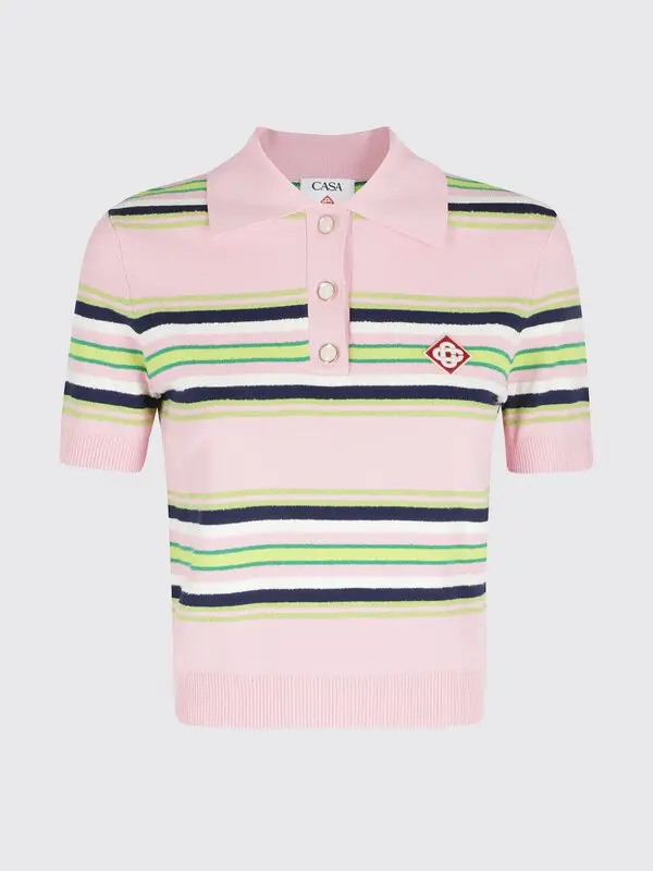 Casablanca Striped Viscose Knit Polo Shirt