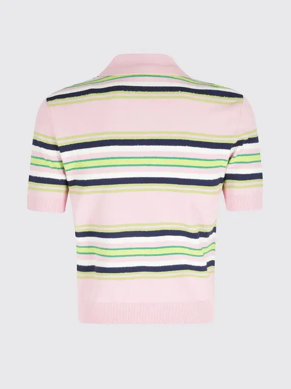 Casablanca Striped Viscose Knit Polo Shirt