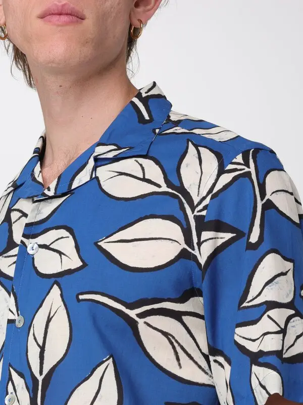 NOM Floral Print Cotton Bowling Shirt With Cuban Collar